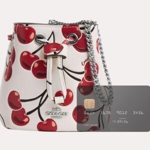 Coach | Bags | Coach Drawstring Wristlet With Cherry Print | Poshmark